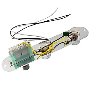 Musiclily Loaded Tele Control Plate Pre-Wired 3-Way Control Plate Wiring Harness with Tone Volume Control Knob for Fender for Telecaster Style Electric Guitar, Chrome