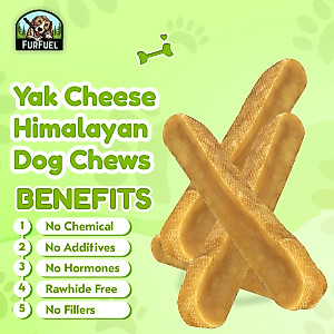 FURFUEL Yak Cheese Himalayan Dog Chews, (6 Counts Large) Long-Lasting Treats for Large & Medium Breeds Yak Chews Made with Pure Natural Ingredients, Perfect Dog Chews for Aggressive Chewers