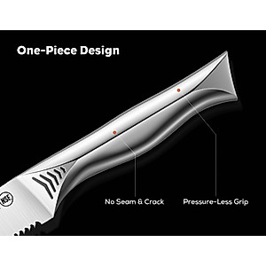 BRODARK Steak Knives Set of 8, 4.5 Inch Serrated Steak Knives, High Carbon Stainless Steel Kitchen Steak Knife Set, Never Need Sharpening, NSF Certified, Shark Series