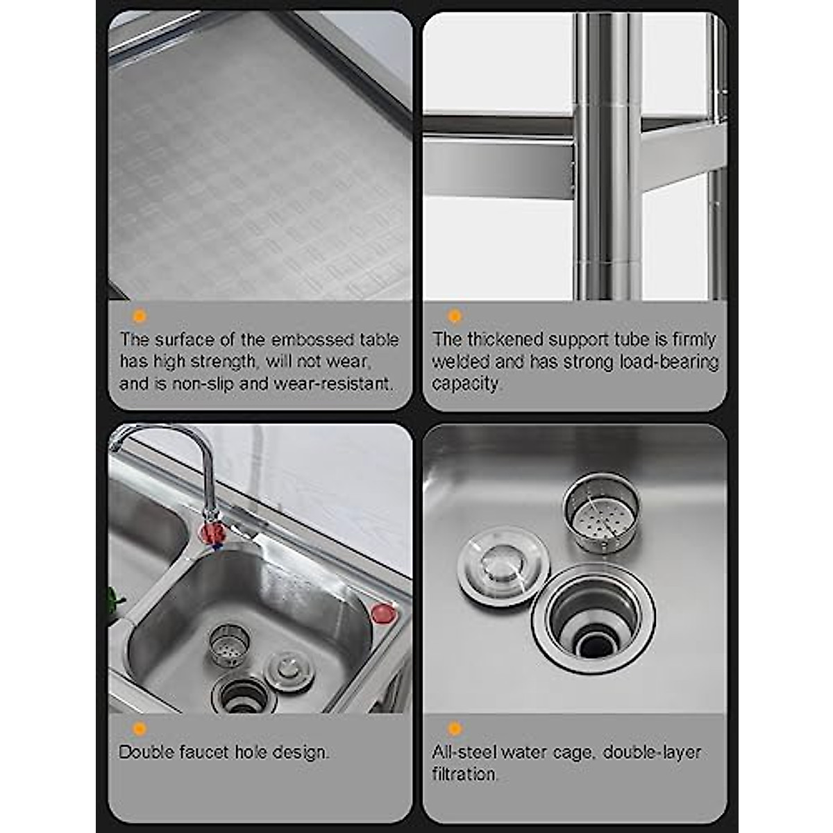 2 Compartment Stainless Steel Utility Sink, Commercial Sink Basin w/Faucet, Free Standing Utility Sink For Home Garage Restaurant Laundry Room, Size 120x45x80cm 47.2x17.7x31.5in