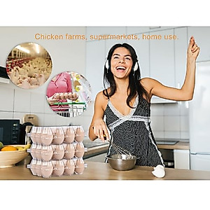 Gorander Clear Plastic Egg Cartons 60 Packs,Egg Tray Safely Holds 12 Egg，With Labels,Perfect For Refrigerator Chicken Farm Markets- Medium sized