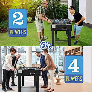 SereneLife 48in Competition Sized Foosball Table, Soccer for Home, Arcade Game Room, 2 Balls, 2 Cup Holders 2x4ft for Man Cave or Basement - Standing or Tabletop, Black