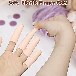 20Pcs Gel Finger Cots Thumb Protector, Silicone Finger Sleeves Cover Protection for Finger Tips, Finger Gloves Caps Finger Protectors for Wounds Hand Eczema, Finger Arthritis, Finger Cracking (Nude)