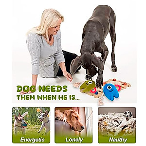 Onmygogo Large Dog Squeaky Chew Toys, Stuffed Plush Dog Toys for Aggressive Chewers Durable Tug of War Rope Toys Puppy Toys for Small, Medium, Large Breed Monster Toys(Blue) (Green)