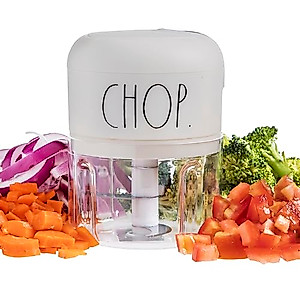 Rae Dunn Electric Mini Garlic Chopper-USB Rechargeable, Portable Cordless Wireless Food Chopper-8 oz Small Food Processor for Chopping Garlic, Ginger, Herbs, Chili, Minced Meat, Onion and More (Sand)