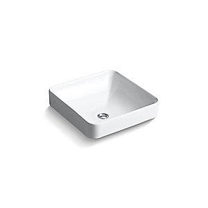 KOHLER 2661-0 Vox Vessel Bathroom Sink, vitreous China, 16-1/4" W x 16-1/4" L, White