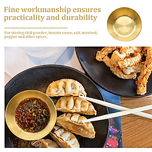 JJYHEHOT 4 Pcs Gold Stainless Steel Sauce Dip Bowls, Small Soy Sauce Dish Appetizer Plates, Sushi Seasoning Dipping Bowl
