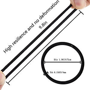 Black Hair Ties for Women-4mm-60 Count, Natural Rubber Elastic Hair Bands No Damage, 2 Metal Stainless Steel Pin Rat Tail Combs, ponytail holders for Women's, Men And Girls for Medium to Thick Hair.