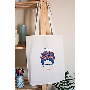 Official Frida Kahlo Cotton Tote Bag - Cotton Shopping Bag - 14x15x4 inches | 37x39x10 cm - Canvas Bag - Cotton Bag - Gift Bag - Eco Friendly Gifts - Cute Tote Bag