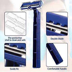 30 Pieces Disposable Razors Bulk Individually Wrapped Disposable Safety Razor Twin Blade Razors with Clear Safety Cap for Travel Hotels Motels Beauty Salons Homes