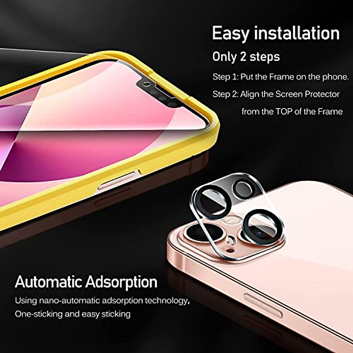 ivoler [4+2 Pack] Tempered Glass for iPhone 13 6.1 inch [4 Pack] with [2 Pack] Camera Lens Screen Protector with [Alignment Frame], Anti-Scratch Case Friendly Transparent HD Clear Film