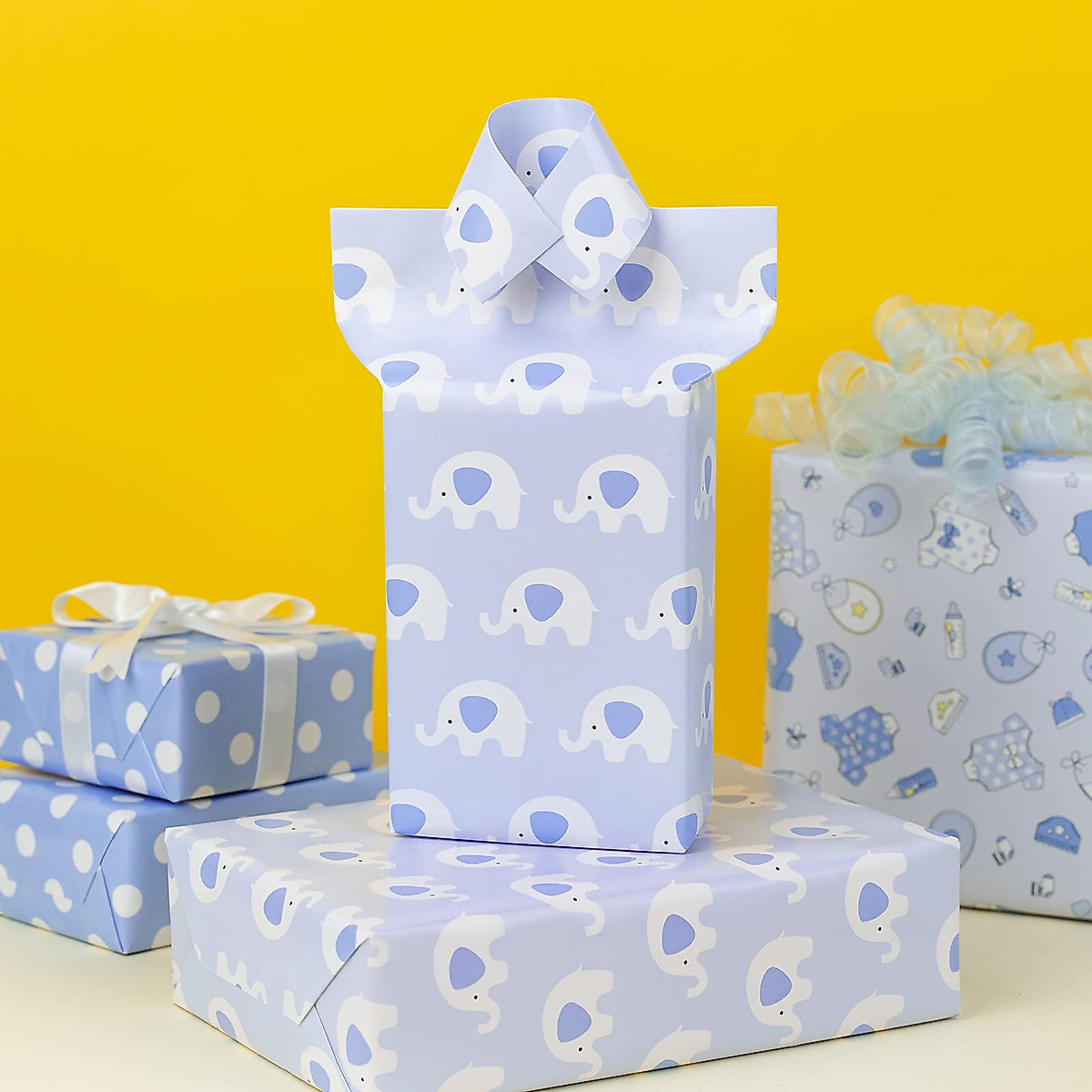 MAYPLUSS Wrapping Paper Roll - Mini Roll - 17" X 120" Per roll - Baby Boy Design (42.3 sq.ft.ttl)