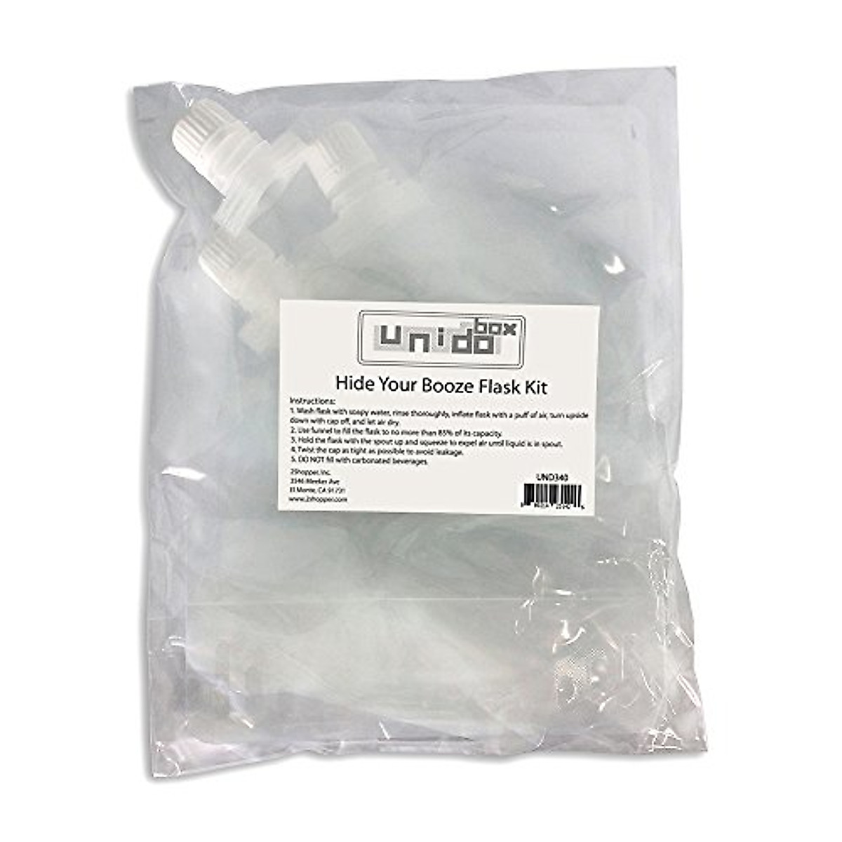 Hide Your Booze Flask and Funnel Kit Set - 8 oz Flask, 16 oz. Flask, 32 oz. Flask and Funnel - Secret Liquor Wine Cruise Travel Clear Hidden Flask Pouch