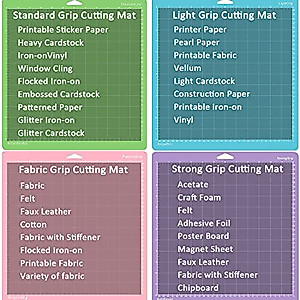 9pcs Replacement Cutting Mat for Cricut Maker/Explore Air 2/ Air/One 12x12 Inch Cutting Mat StandardGrip LightGrip StrongGrip FabricGrip Adhesive&Sticky Non-Slip Cut Mats with 2 Scrapers