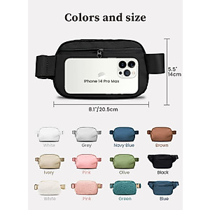 Belt Bag for Women, Meyfancy Unisex Fanny Packs with Adjustable Strap Small Crossbody Black Fanny Pack Fashion Waterproof Everywhere Belt Bag for Traveling Hiking Running Casual