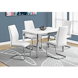 Monarch Specialties 2 Piece DINING CHAIR-2PCS/ 39" H/WHITE LEATHER-LOOK/CHROME, 17.25" L x 20.25" D x 38.75" H