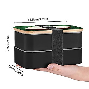 White Rugby Ball Adult Lunch Box, Bento Box, With Cutlery Set Of 3, 2 Compartments, Rectangular, Lunch Box For Adults