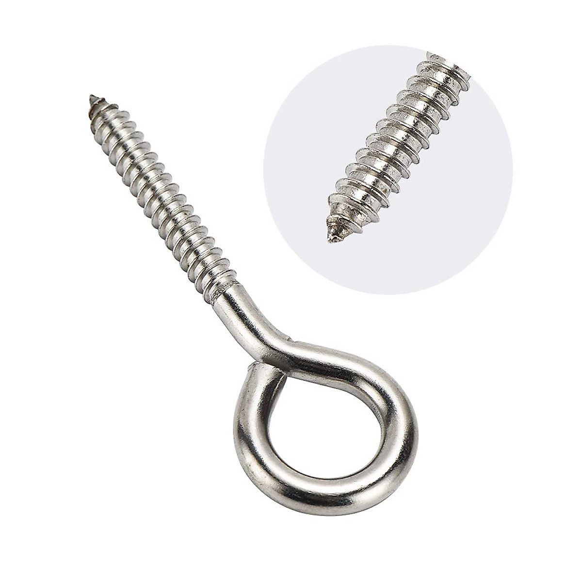 HOME MASTER HARDWARE Stainless Steel Eye Hooks, 10 Pack, Heavy Duty, Rust Resistant, 4.25 Inch, Indoor Outdoor Use