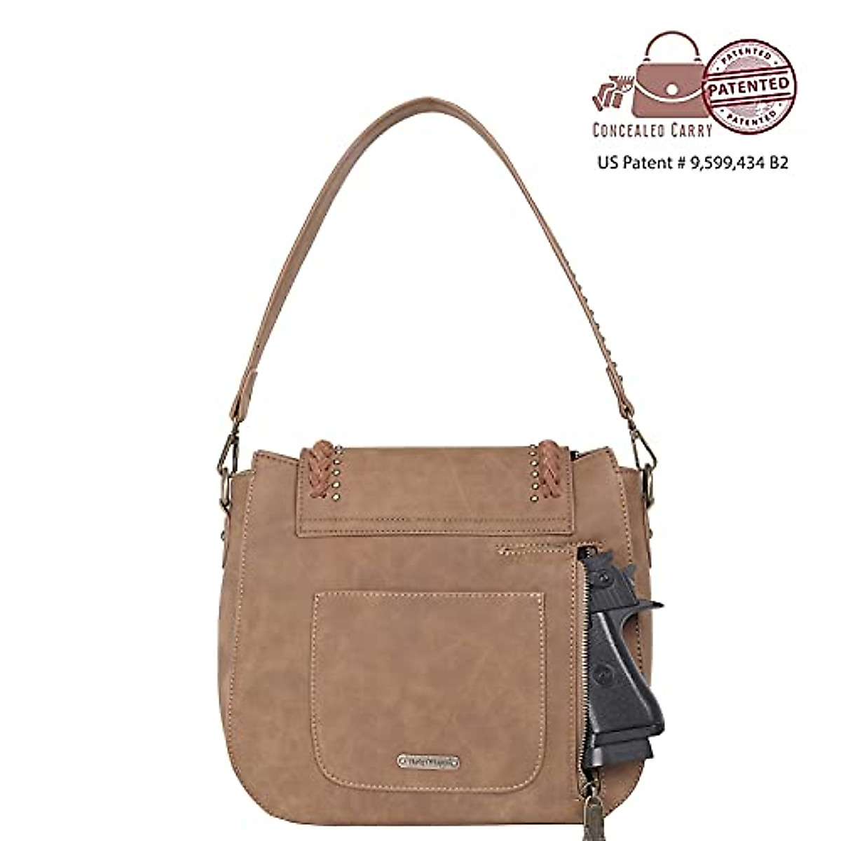 Womens Leather Purse Hair on Hide Handbag Concealed Carry Shoulder Bag Brown TR128G-918BR