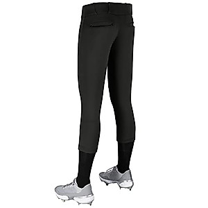 CHAMPRO Women's Tournament Traditional Low-Rise Polyester Softball Pant, Medium, Black