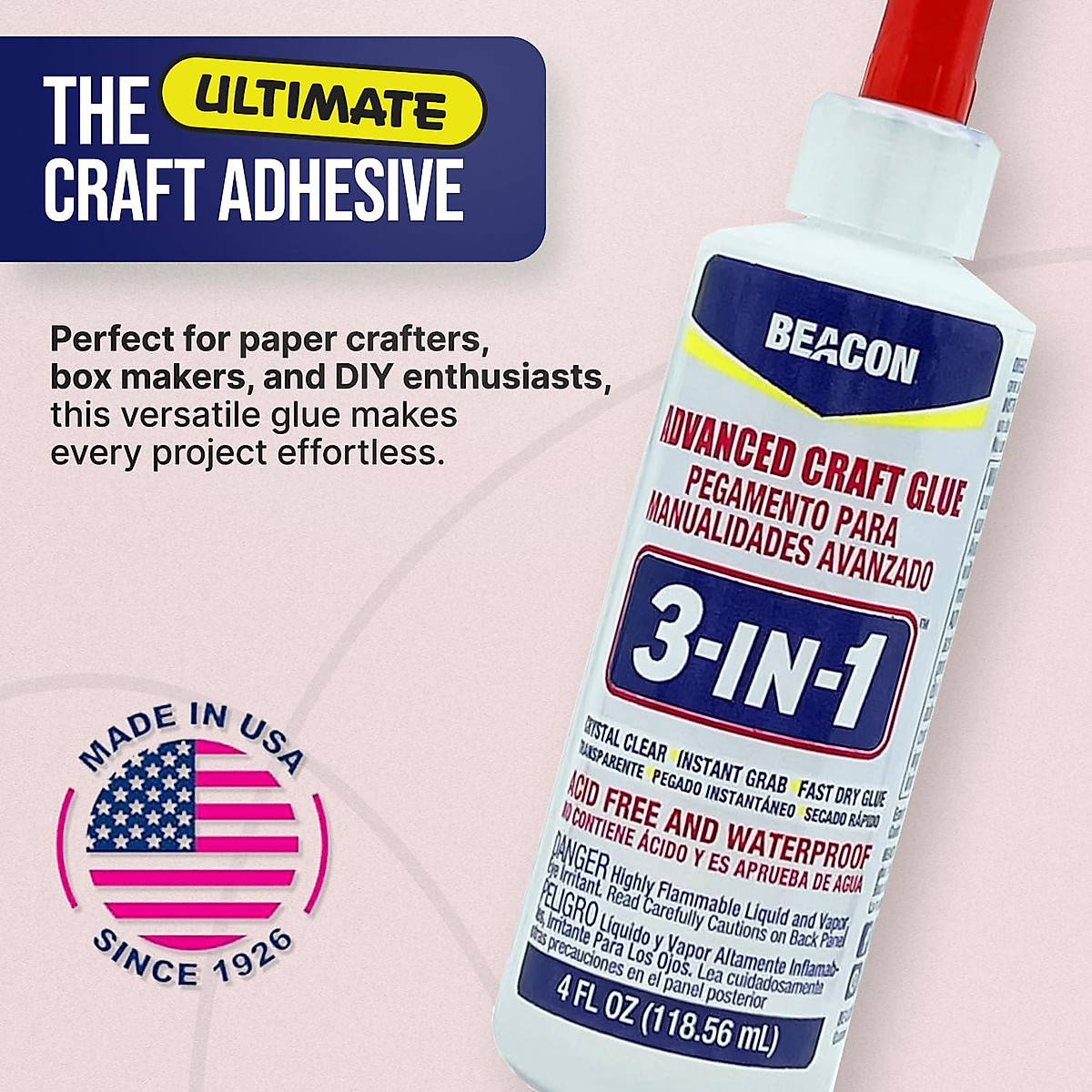 Beacon 3-in-1 Advanced Crafting Glue, 4-Ounce, 1-Pack