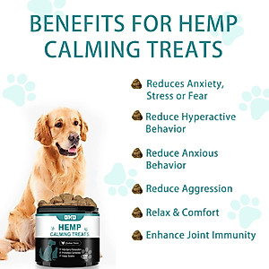 Hemp Calming Chews for Dogs, Dog Calming Treats Anxiety Relief 100% Golden Ratio of Natural Ingredients Calming Dog Treats, Aid with Separation, Barking, Stress Relief, Thunderstorms