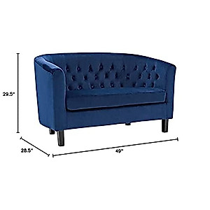 Modway EEI-2615 Prospect Velvet Upholstered Contemporary Modern Loveseat In Navy