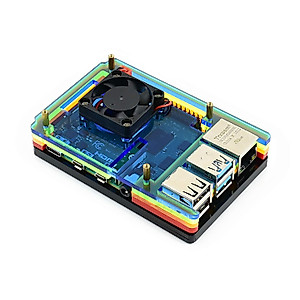 Compatible with Raspberry Pi 4 Case,Colorful Rainbow Acrylic Case with Cooling Fan, 3 PCS Heatsinks for Raspberry Pi 4 Model B