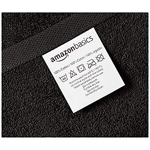 Amazon Basics Fade-Resistant Cotton Bath Towel - 4-Pack, Black
