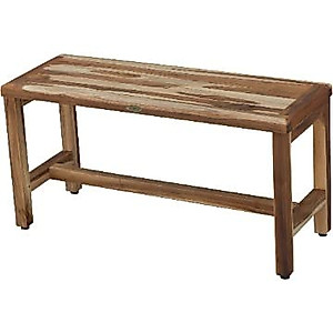 EcoDecors Eleganto Teak Shower Bench Wooden Seat Garden Bench 48″ Natural Teak Wood Patio Bench Wood Shower Bench in Earthy Teak Finish for Indoor and Outdoor Use