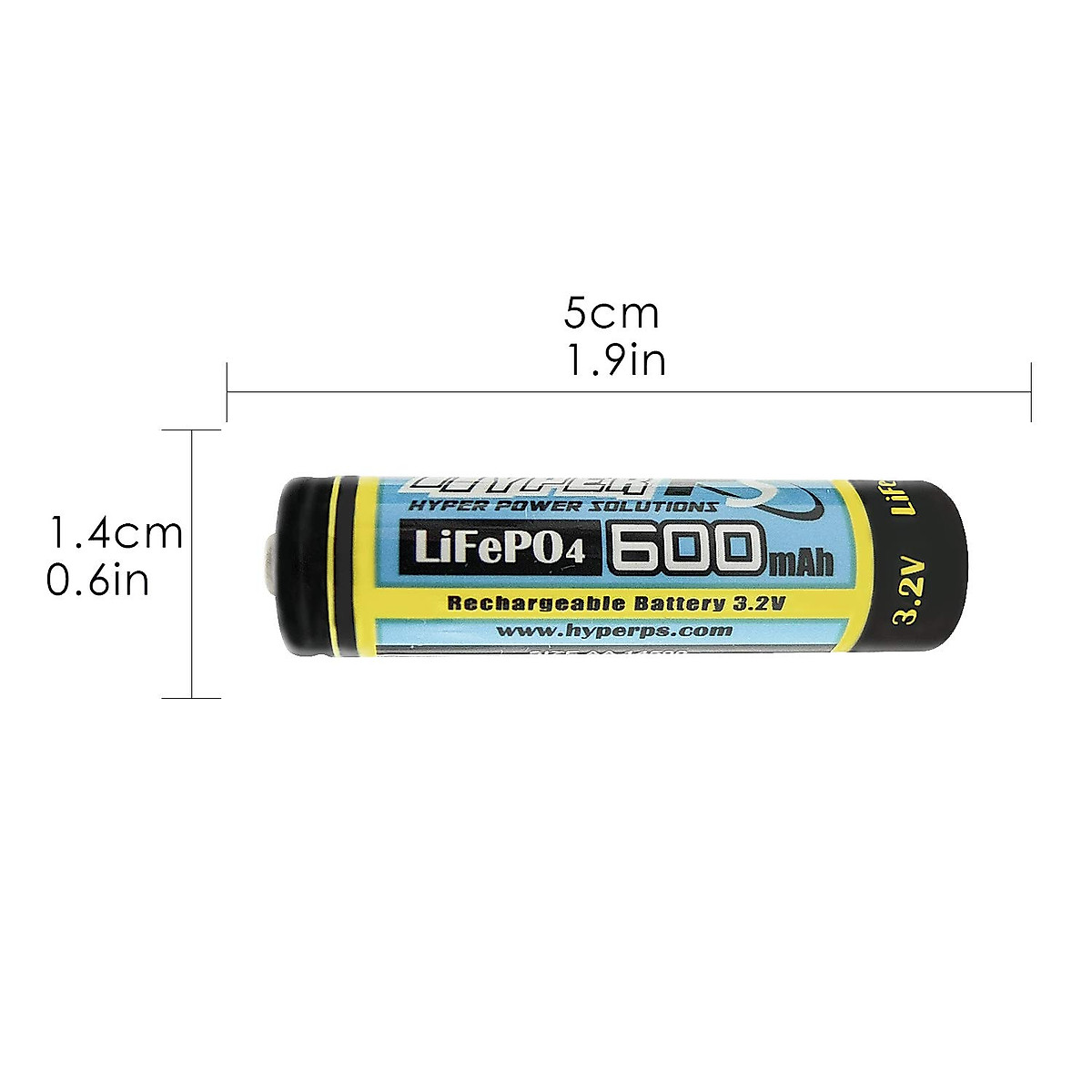 HYPERPS 3.2V AA 600mAh Rechargeable Battery for Solar Panel Light, Tooth Brush, Shaver, Flashlight (6-Pack)