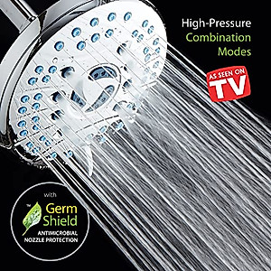 AquaCare As-Seen-On-TV High Pressure 6-setting 6 inch Rainfall Shower Head with Special Hygienic Anti-clog Nozzles for Cleaner, More Powerful Shower! Top American Brand/All Chrome Finish