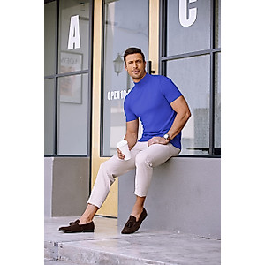 COOFANDY Mens Half Turtleneck Knitted Thermal Sweater, Blue, Small