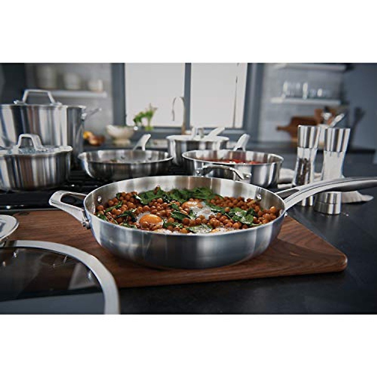 Calphalon 11-Piece Pots and Pans Set, Stainless Steel Kitchen Cookware with Stay-Cool Handles, Dishwasher Safe, Silver