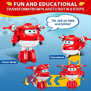 Super Wings 5" Transforming Supercharged Jett Airplane Toys, Action Figure, Airplane to Robot, Season 4 Transformer Toys, Gifts for 3+ Year Old Kids, Toys Plane Vehicle for Preschool Kids Play White