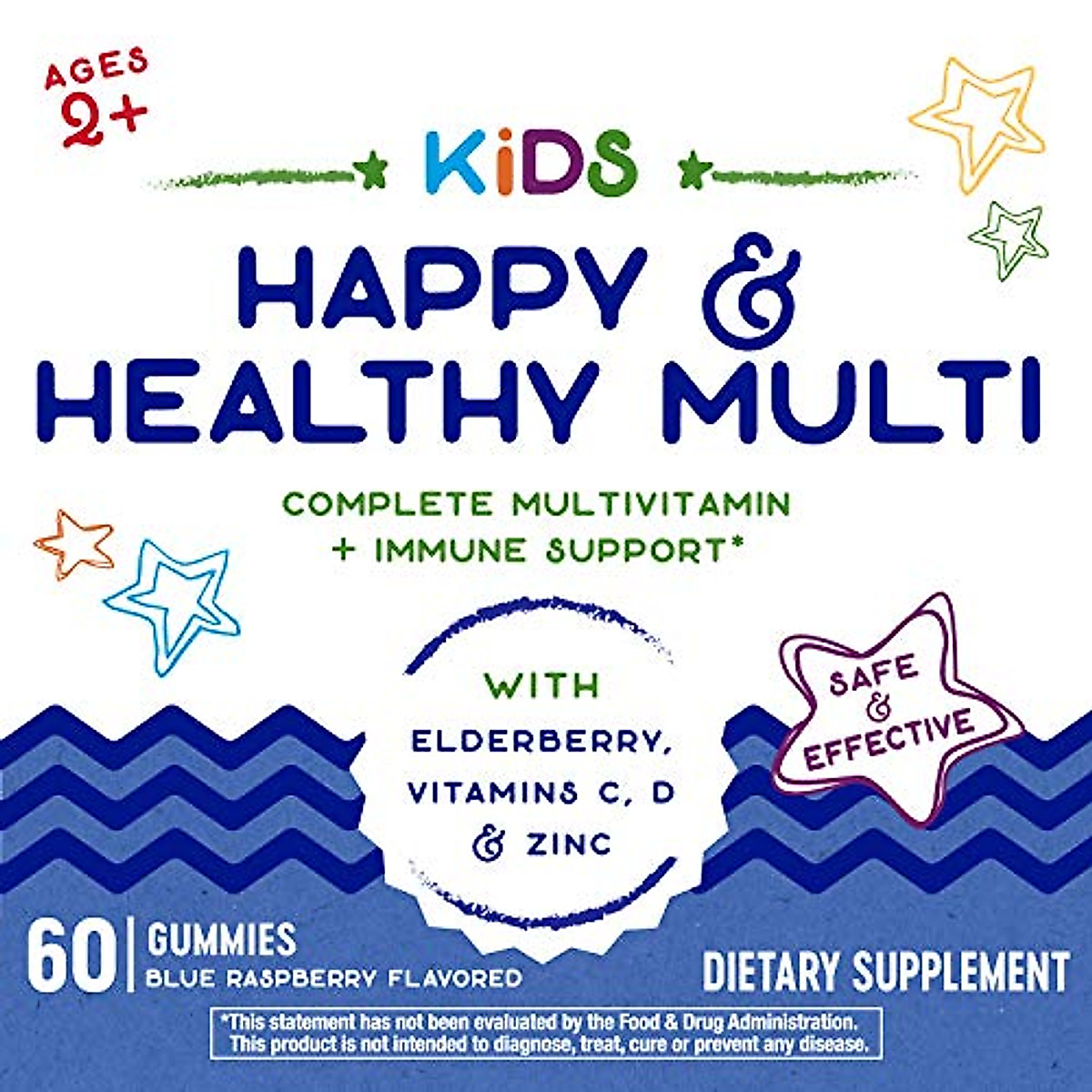 Nature’s Way Kids Happy & Healthy Multivitamin, Vitamin C, Zinc & Elderberry, 60 Gummies