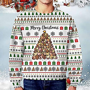 Mens Ugly Christmas Sweatshirt Sweatshirts for Xmas Party Celebration 3D Printed Funny Crewneck Pullover