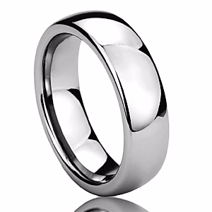 Prime Pristine Free Engraving Personalized Stainless Steel Wedding Band Ring 6MM High Polished Classy Domed Ring SZ:7
