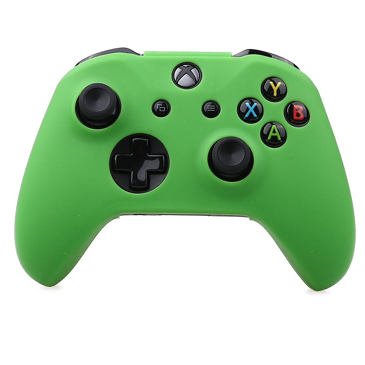 YoRHa Silicone Cover Skin Case for Microsoft Xbox One X & Xbox One S Controller x 1(Green) with Pro Thumb Grips 8 Pieces