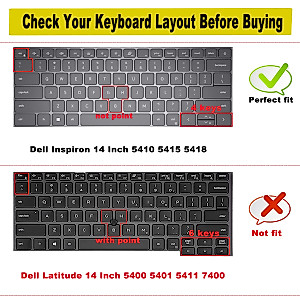 Keyboard Cover for 14" Dell Inspiron 14 5410 5415 5418 5420 5425 5430 7415 7420 7425 7430/13.3" Inspiron 13 5310 5320/16" Inspiron 16 5635 5630 5620 5625 7635 7620/Dell Latitude 3320 3420-Black