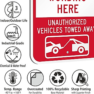 SmartSign Custom Reserved Parking Sign - 12 x 18 Inch, Unauthorized Vehicles Towed Sign, Add Text, 63 mil thick Laminated Aluminum, 3M Engineer Grade Reflective, Red and White, Made in USA