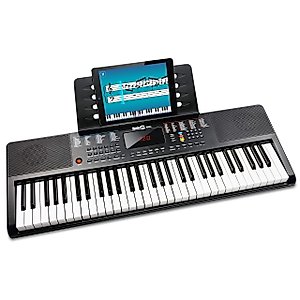 RockJam 61 Key Keyboard Bundle with Keyboard Stand, Power Supply & Accessories