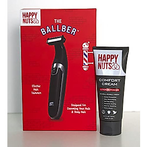 Happy Nuts Comfort Cream Ball Deodorant for Men and The Ballber Groin Hair Trimmer by Happy Nuts