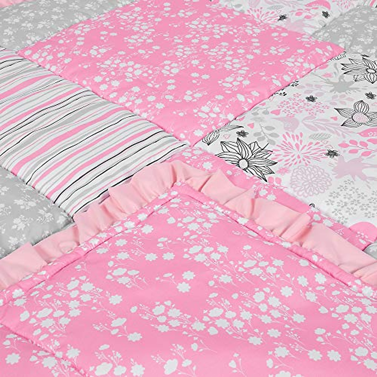 KIDDOS 3-Piece Baby Crib Bedding Set for Girls| Luxury Microfiber |Baby Crib Bedding Sets Include Comforter, Crib Sheet and Bed Skirt |Pink Dream