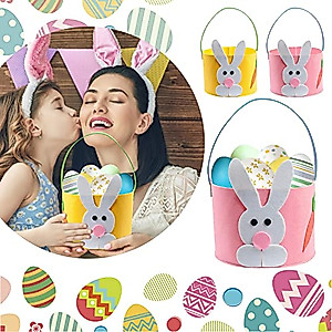 Easter Baskets for Kids Empty Felt Bunny Basket Easter Bunny Ears Bags with Rabbit Ears Easter Egg Hunting Tote Bag Easter Rabbit Gift Storage Bucket Toys Easter Decor Eggs Candy Gifts Storage (A)