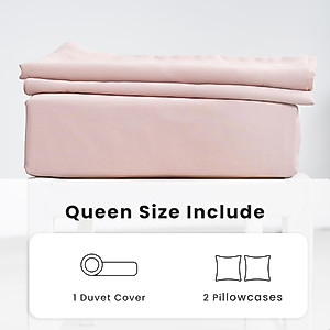 Mohap 1 Duvet Cover with 2 Pillow Shams Full Size for All Seasons - 3 Piece Home Bedding Comforter Cover with Zipper Closure - Ultra Soft Double Brushed Microfiber, 80 X 90 Inches - Pink