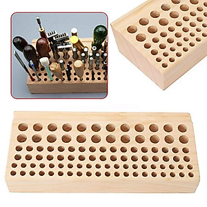 Leather Craft Working Tool Holder Rack, 98 Holes Leather Crafting Tool Wooden Holder Storage Box Rack Organizer