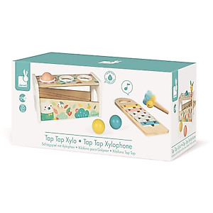 Janod Pure Tap Tap Xylophone Pure 2-in-1 Early Learning Toy - Ages 12 Months+ - J05155