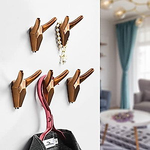 JYL HOME Coat Hooks Hat Hooks Wall Mounted for Hanging Clothes, Heavy Duty Modern Towel Rack Brown, 5 Pack