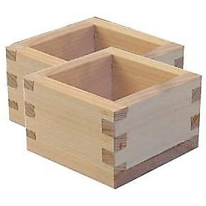 JapanBargain 3323x2, Wooden Sake Cups Masu Japanese Hinoki Wood Saki Cup Box Made in Japan, Plain, 2 ounce, Set of 2